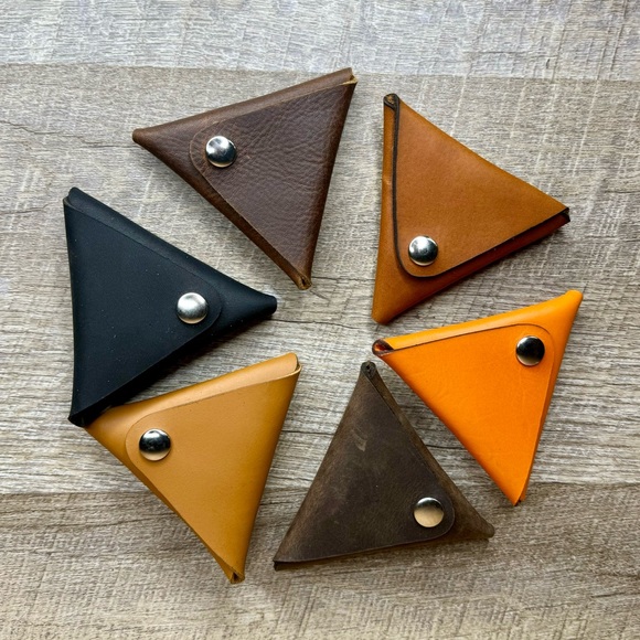 Hand Crafted | Bags | Triangle Coin Pouch Hand Crafted Leather With ...